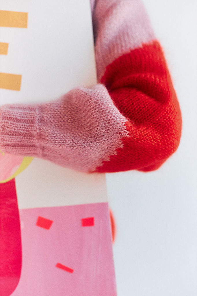 Kika sweater pink / red - Mohair sweater
