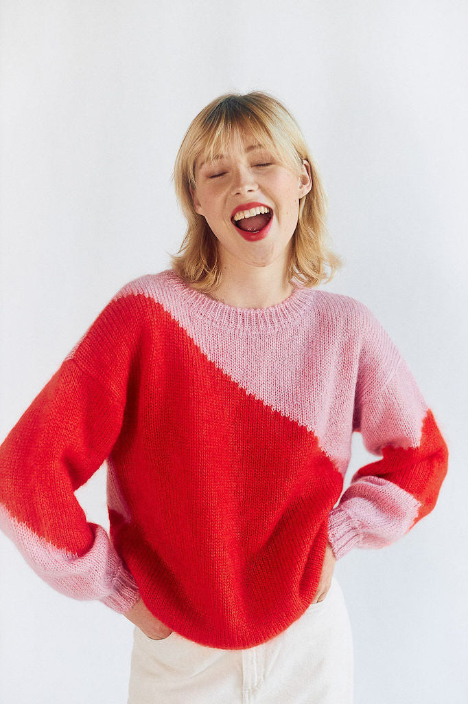 Kika sweater pink / red - Mohair sweater