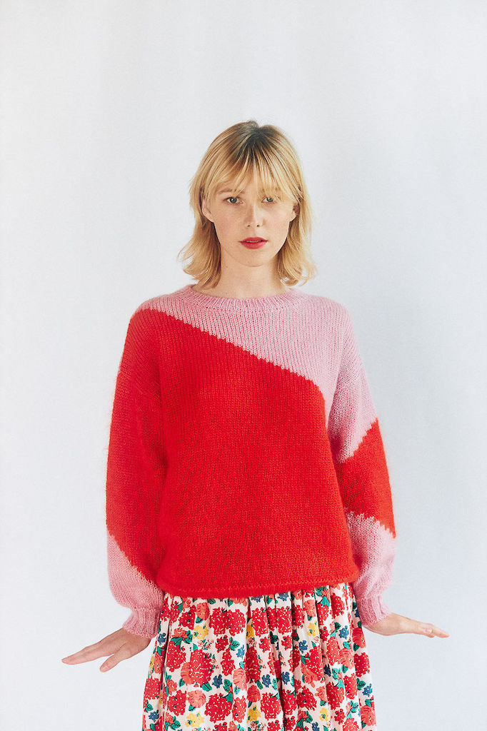 Kika sweater pink / red - Mohair sweater
