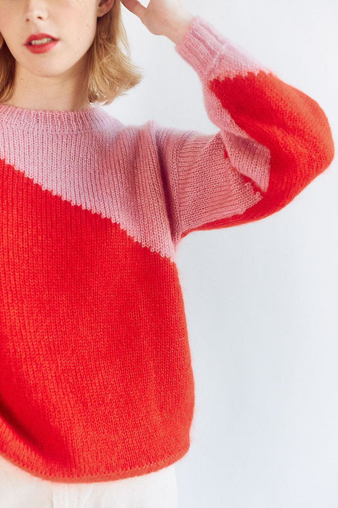 Kika sweater pink / red - Mohair sweater