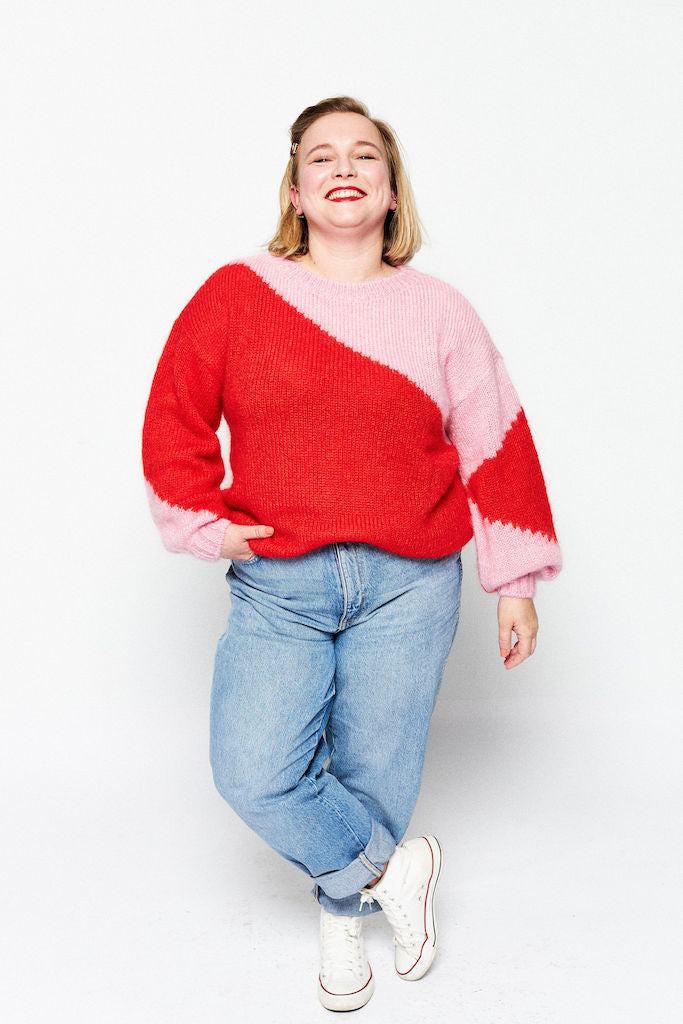Kika sweater pink / red - Mohair sweater