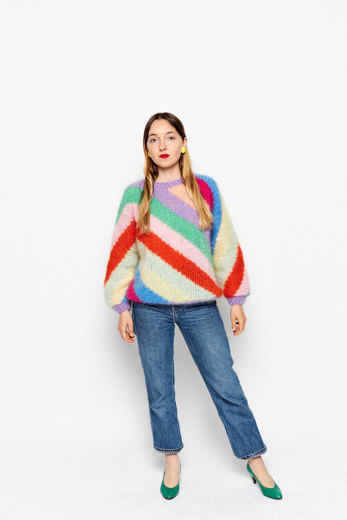 Brigitte multico sweater - Hand-knitted