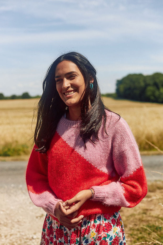 Kika sweater pink / red - Mohair sweater