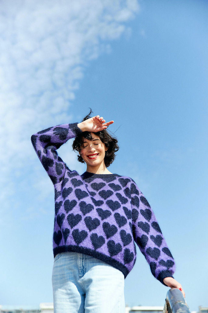 Cathy purple / navy sweater - Mohair sweater