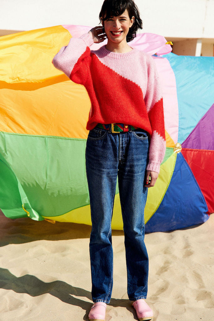 Kika sweater pink / red - Mohair sweater